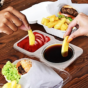 Gatuida Double Compartment Condiment Containers with Lids: 20PCS Disposable 2 Compartment Condiment Containers Seasoning Cup for Sauce Salad Travel Sampling