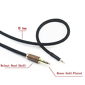 NewFantasia 4.4mm Balanced Male 6N OCC Copper Silver Plated Cord 4.4mm Balanced Cable Compatible with Sennheiser HD598 HD598 SE, HD560s HD598 Cs, HD598 SR, HD599 Headphone Walnut Wood Shell