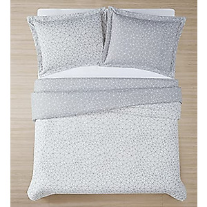 Geometric Maze Collection - Premium Quality, Soft, Wrinkle, Fade, & Stain Resistant, Easy Care, Oversized Duvet Cover Set, King / California King, Grey