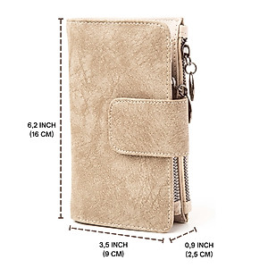 Cute Women’s Wallet, Bifold Slim Large Capacity Vegan Wallet For Women, Compact Design Stylish Wallet for Ladies (Beige)