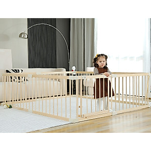 Baby Playpen Play Pen Play Fence Yards Wooden Large,Playpens for Babies and Toddlers Kids Indoor,Baby Play Yards Gym Area,Baby Day Care Play Pin(180x200x61 cm)