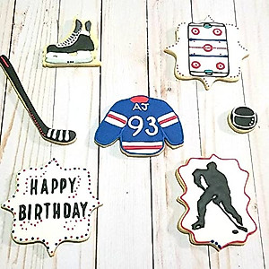 Ice Hockey Cookie Cutter 5 Piece Set from The Cookie Cutter Shop - Hockey Puck, Ice Skate, Jersey, Plaque, Hockey Stick Cookie Cutters – Tin Plated Steel Cookie Cutters
