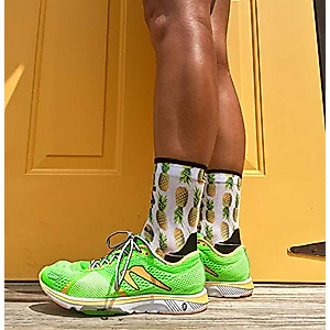 Zensah Limited Edition Running Socks - Anti-Blister Comfortable Mini-Crew Sport Socks, Moisture Wicking (Large, Tropical Palm Trees)