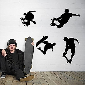 Playing Skateboards Sports Wall Decal Home Sticker PVC Murals Vinyl Paper House Decoration Wallpaper Living Room Bedroom Kitchen Art Picture DIY for Kids Teen Senior Adult Nursery Baby