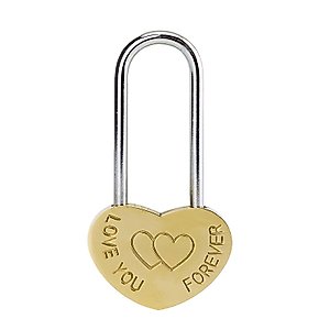 VeYocilk Love Lock Single Heart Padlock: 3.5" 50mm Engraved Love-You-Forever Wish Lock Without Key Everlasting Love for Lovers Wedding, Valentines, Anniversary, Travel, Valentines Day(NO Key)
