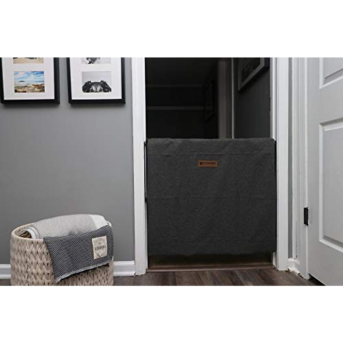 The Stair Barrier Pet & Baby Gate for Stairs - Wall to Wall Baby Gate - Safety Gate for Kids or Dogs - Cardinal Baby Safety Gate with Fabric Slipcover for Stairs with Two Walls - Made in The USA