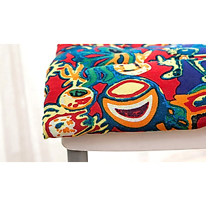 Gardening Spring Exotic Style Thin Dining Chair Pads 20'' x 20'' Cotton Linen Breathable Decorative Cushion (4 Count (1 Pack), Blue)