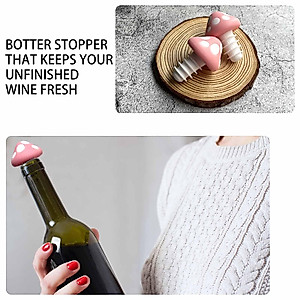 Pink Mushroom Wine Stoppers Mushroom-Shaped Bottle Plug Wine Bottle Stoppers Wine Accessories Kitchen Gadgets Kitchen Gift Set Creative Gifts Halloween Mushroom Decoration -2pcs Bottle Stoppers