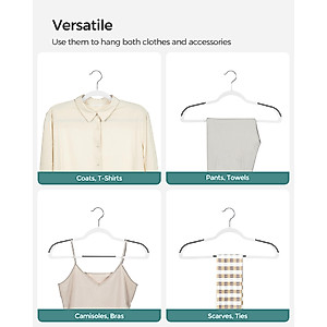 SONGMICS Clothes Hangers, Pack of 30 Plastic Coat Hangers, Space-Saving, Cloud White and Dark Gray UCRP050W03