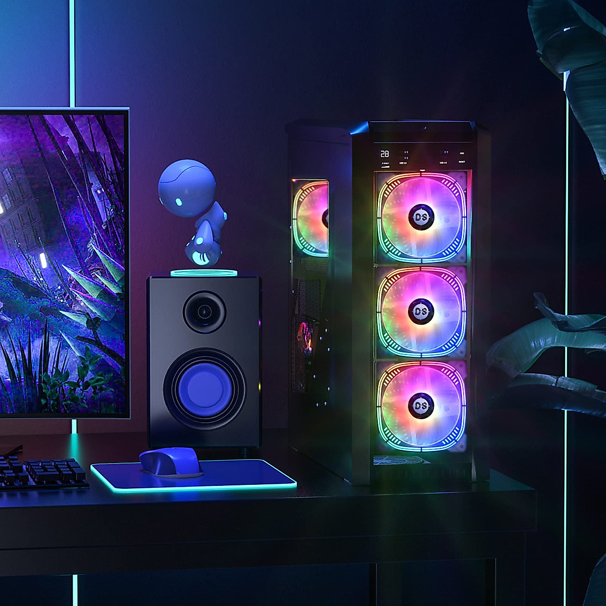 DS Addressable RGB 120MM LED Fans with Controller for White PC Case, White CPU Cooler, White Radiators System (RGB Fans 6 Pack, G Series)