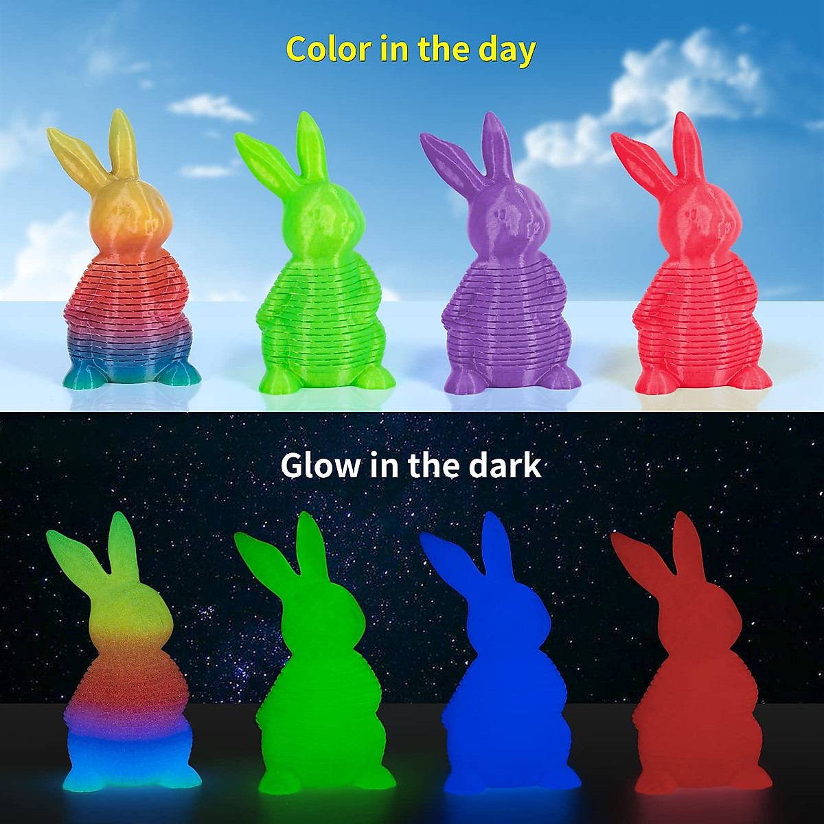 TRONXY Mini Desk 3D Printer CRUX1 with 4 Pack Colorful Glow in The Dark PLA 1.75mm 3D Printing Filament 250gx4