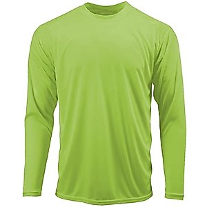 Joe's USA DRI-Equip Long Sleeve Moisture Wicking Athletic Shirt | Large-Lime Shock