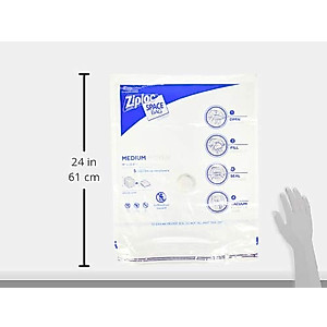 Ziploc Space Bag Clothes Vacuum Sealer Storage Bags for Home and Closet Organization, Medium, 2 Bags Total