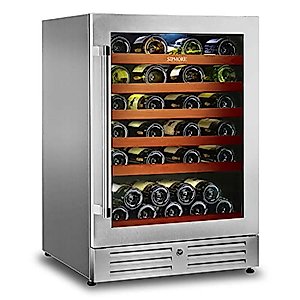 Sipmore Wine Cooler Built-in or Freestanding Wine Refrigerator Cavavn Series with Temperature Memory System and LED Design (24 inch single zone)