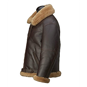 B3 Men Real Shearling Sheepskin flying WW2 Aviator RAF Bomber Jacket (XXXL)