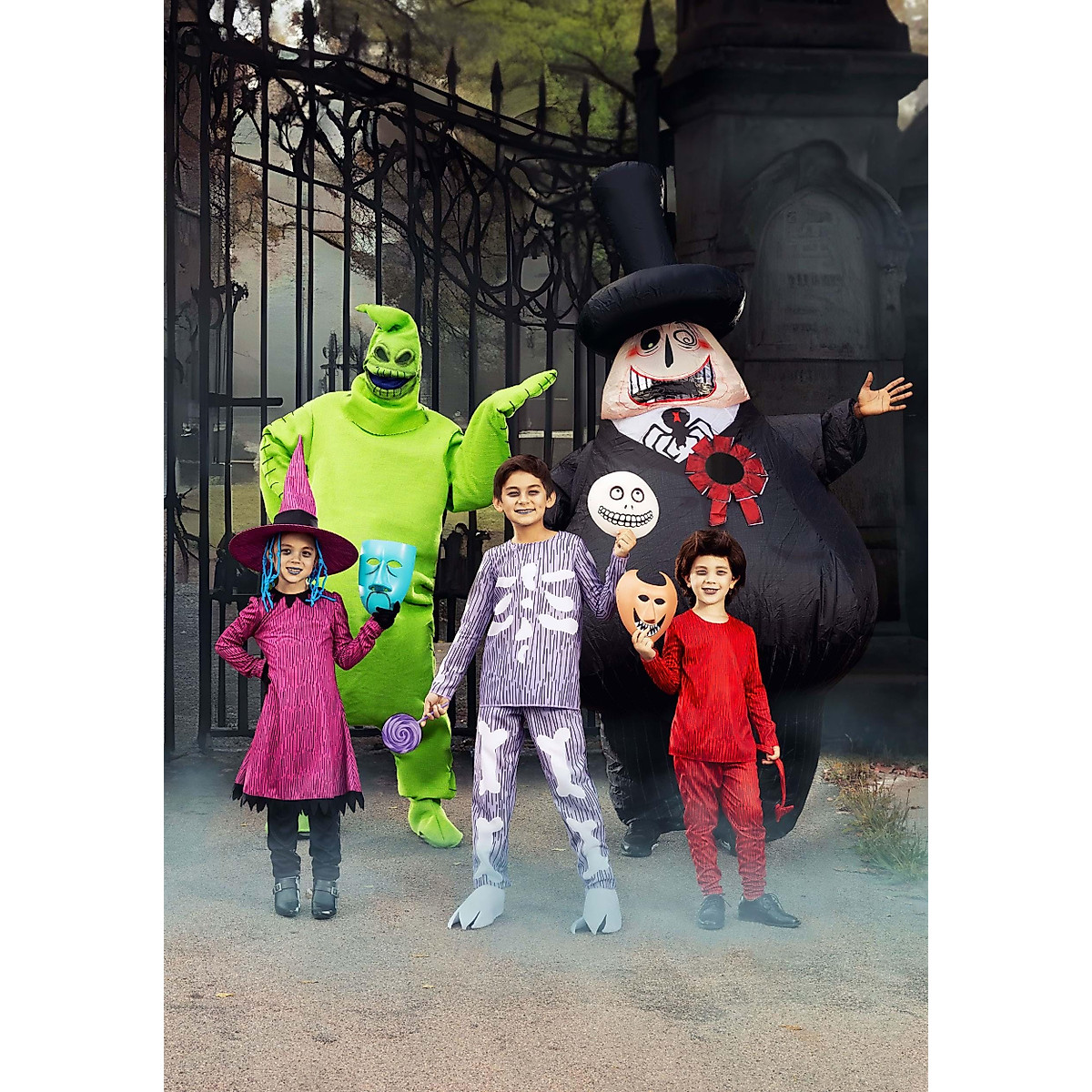 Adult Disney Lock Costume | Mens Nightmare Before Christmas Oogie Boogie's Gang Devilish Trick or Treater Full Outfit Large Red