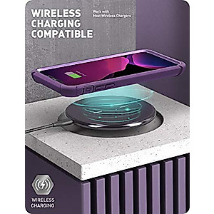i-Blason Ares Case for iPhone 11 6.1 inch (2019 Release), Dual Layer Rugged Clear Bumper Case with Built-in Screen Protector (Purple)