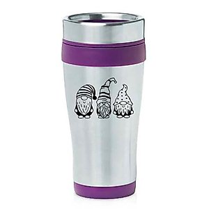 16oz Insulated Stainless Steel Travel Mug Coffee Mug Tumbler Gnomes (Purple)