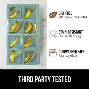 Gorilla Grip Large Silicone Ice Cube Mold with Stackable Lid, 1 Tray, Easy Release Freezer Mold, 8 Giant Square Cubes, Slow Melt for Whiskey Drinks Iced Coffee, Cocktail Bar Kitchen Essentials, Mint