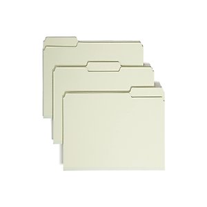 Smead Pressboard File Folder, 1/3-Cut Tab, 1" Expansion, Letter Size, Gray/Green, 25 per Box (13230)