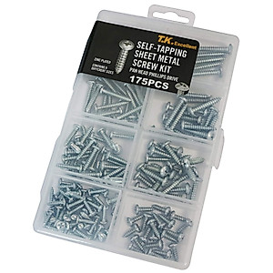 T.K.Excellent Self Tapping Screws Pan Head Phillips Drive Sheet Metal Screw Assortment Kit,175 Pieces