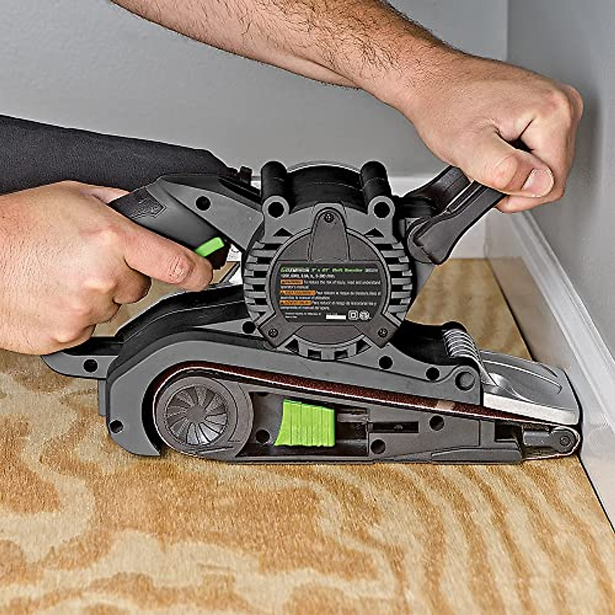 Genesis GBS321A Single Lever 3" x 21" Variable Speed Belt Sander with Adjustable Front Handle and Dust Collection Bag , Grey