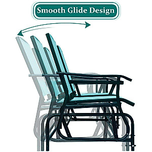 UYSB 2 Person Outdoor Patio Double Chair Rocking Turquoise Chair Rocking Chair Rocker Chair Rocker Camp Chair Rocker Recliner Rocking Camp Chair Rocking Chairs Outdoor Rocking Chair