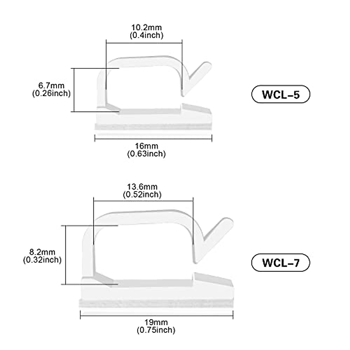 XHF 3/4” Adhesive Cable Wire Clips White 60pcs, Outdoor Cable Management Wire Organizer Cord Holder for Under Desk, Car, Wall, TV PC Ethernet Cable