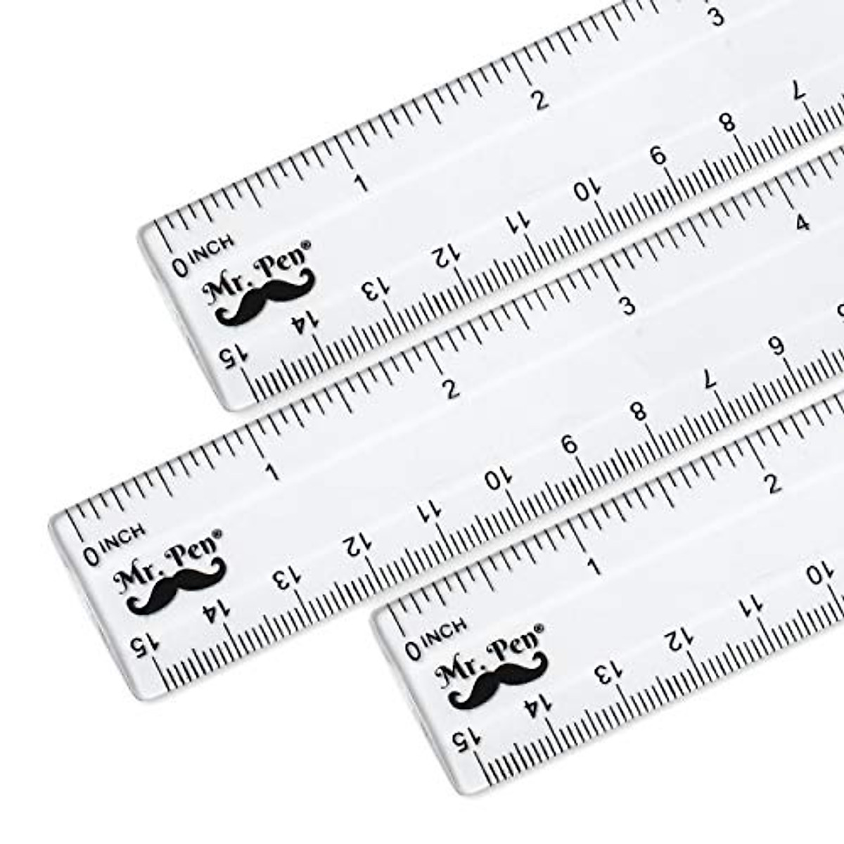 Mr. Pen- Ruler, 6 inch Ruler, Pack of 3, Clear Ruler, Plastic Ruler, Drafting Tools, Rulers for Kids, Measuring Tools, Ruler Set, Ruler inches and Centimeters, Transparent Ruler, Small Ruler