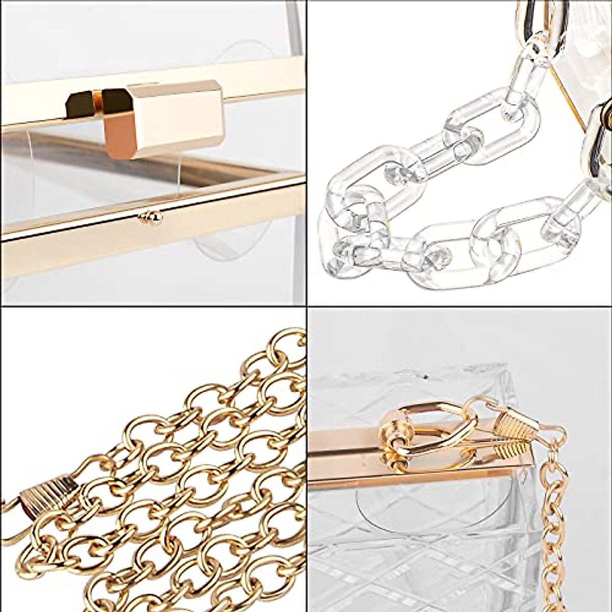 Clear Purse Acrylic Box, Women Evening Clutch Bag, Transparent Stadium Approved Crossbody Shoulder Handle Handbag Fits Party, School Prom & Concerts