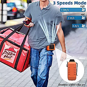 SLENPET 6000mAh Portable Waist Clip Fan with 23H Working Time, 6200RPM Strong Airflow, 3 Speeds, Rechargeable Battery Operated Personal Fan, Hands-free USB Belt Fan for Clothes Shirt Farm Work Hiking