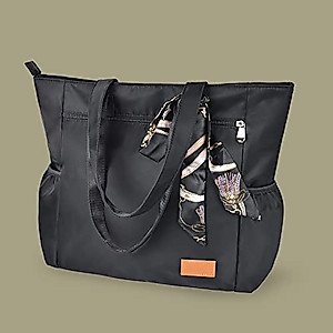 CLOUDMUSIC Gym Tote Shoulder Bag Shopping Travel For Girls Women(Black)