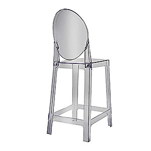 2xhome Transparent Modern Mid Century Armless With Back Ghost Counter Height Bar Stool Chair 25",