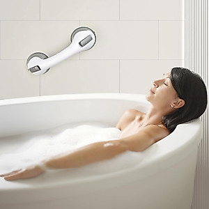 2 Pack Grab Bars for Shower 12Inch Shower Handle with Strong Hold Suction Cup for Bathroom No Drilling Waterproof Handicap Grab Bars for Seniors, Elderly, Children