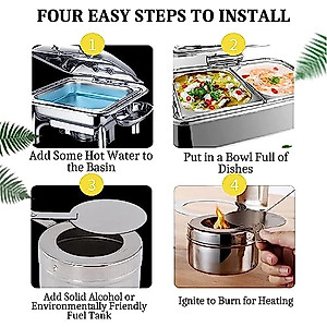 KFJZGZZ 6 L Chafing Dish Set, Stainless Steel Buffet Server Warming Tray with Water Pan amp; Fuel Holders, for Restaurant Catering Parties Weddings Picnics Food Warmer