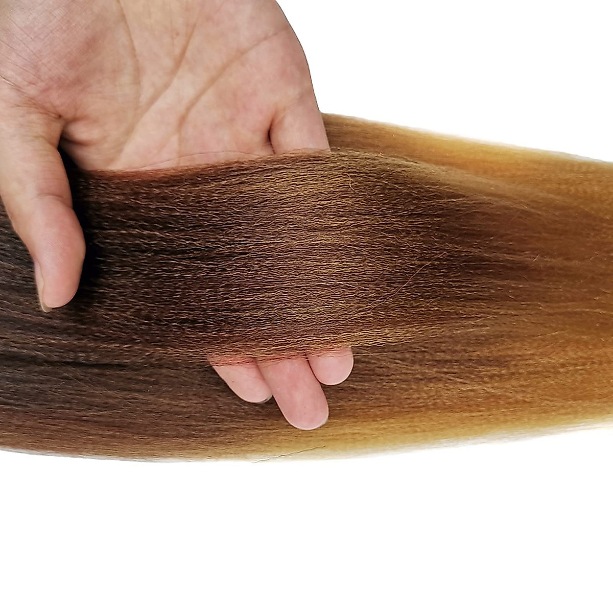 Liang Dian Pre Stretched Braiding Hair Ombre 30 Inch 8 Packs Synthetic Crochet Braids Hot Water Setting Professional Soft Yaki Texture Synthetic Hair Extensions(1B/30/27)