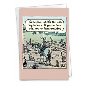 NobleWorks - 1 Funny Cartoon Birthday Greeting Card - Comic Humor, Happy Birthdays Celebration Card - Herd Anything C9285BDG