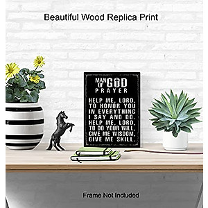 Religious Wall Art & Decor for Men - Christian Catholic Gifts for Men, Husband, Him - Inspirational Spiritual Motivational Poster Picture Print Sign - Man of God Prayer - Office, Man Cave, Church