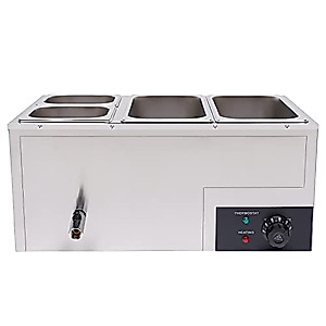 Electric Commercial Food Soup Warmer 4 Pans Canteen Buffet Steam Heater Stainless Steel with Temperature Control, Buffet Food Warmer for Catering and Restaurants Use