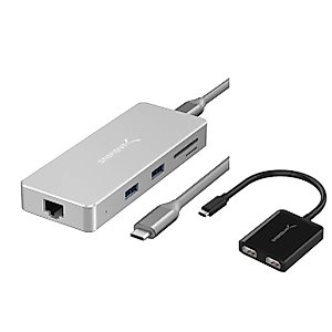 Sabrent 9 in 1 USB C HUB for Windows & Mac + USB Type-C Dual HDMI Adapter