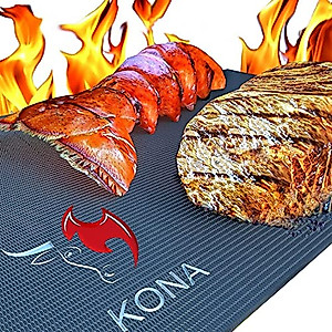 KONA Best BBQ Grill Mat - Heavy Duty 600 Degree Non-Stick Mats (Set of 2) - 7 Year Warranty