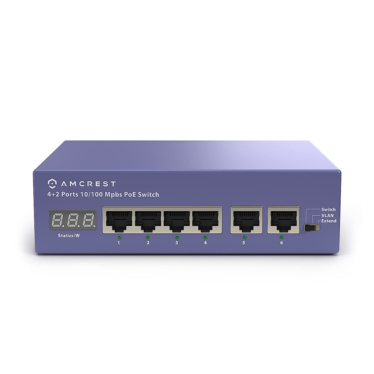 Amcrest 6-Port, POE+ Power Over Ethernet POE Switch with Metal Housing, 4-Ports POE+ 802.3at 65w (AMPS6E4P-AT-65)