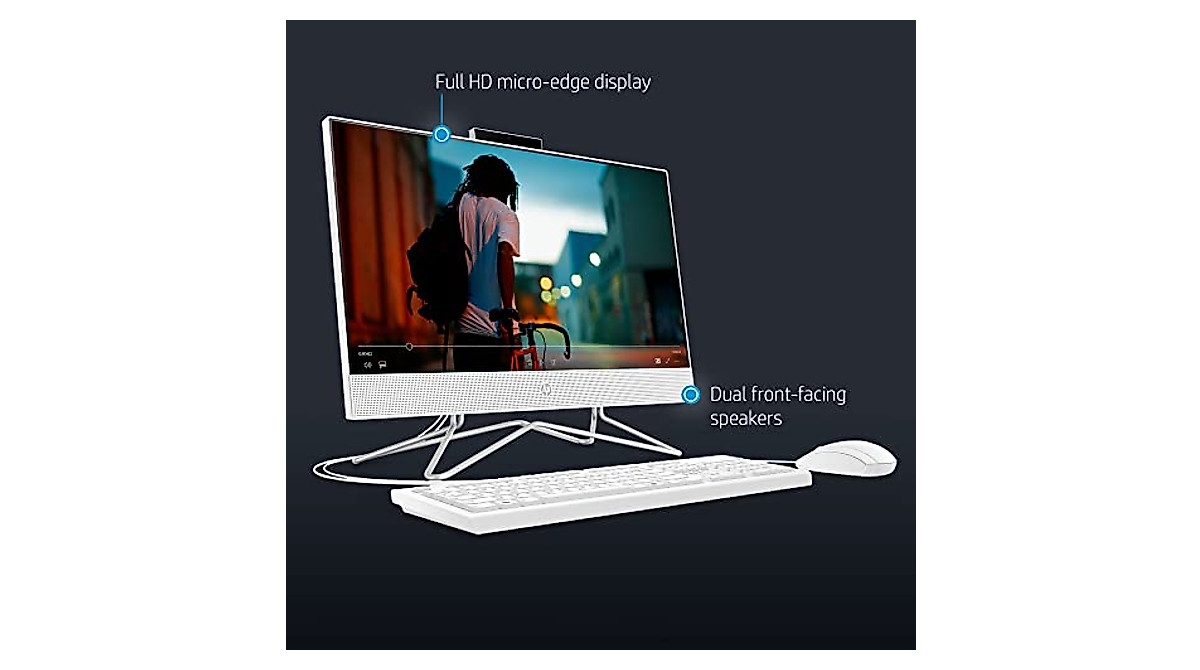 HP 2022 22-Inch All-in-One Desktop with AMD Processor & 512GB SSD