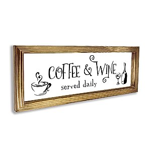 Maoerzai Funny Coffee Bar Sign Modern Kitchen Wall Decor,Rustic Wooden Wall Art Print Decor Sign,Farmhouse Bar Accessories Decor Cafe. (16 X 6 inch, White-Coffee-3)