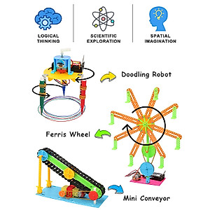 Poraxy 5 Set STEM Science Kits for Kids Age 8-12, DC Motors Electronic Assembly Robotic STEM Toys for Age s 8-13, Building Experiments Projects Kits, Gifts for Boys and Girls Ages 6 7 8 9 10 11 12 13
