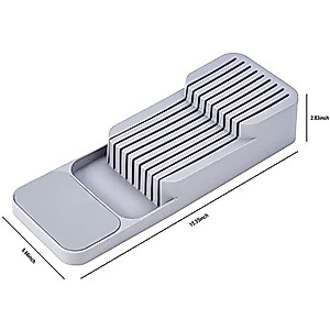QTMY Drawer Knife Organizer Insert for Kitchen In-Drawer Knives Block Silverware Drawer Storage Box