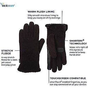 isotoner womens Stretch Fleece Glove - Microluxe Black One Size