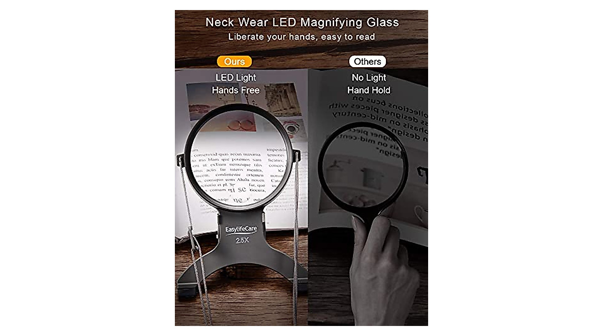 EasyLifeCare LED Magnifier for Low Vision & Crafts | Hands-Free ...