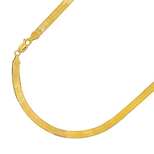 JewelStop 14k Solid Yellow Gold 5 mm Super Flexible Silky Imperial Herringbone Necklace, Lobster Claw-18 Inches