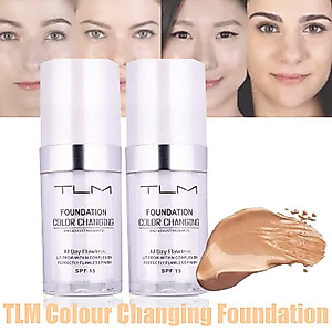 30ml TLM Concealer Cover Cream Flawless Colour Changing Foundation Makeup Base Nude Face Liquid Cover Concealer Changing Warm Skin Tone Moisturising Cover for women & girls(2pcs)